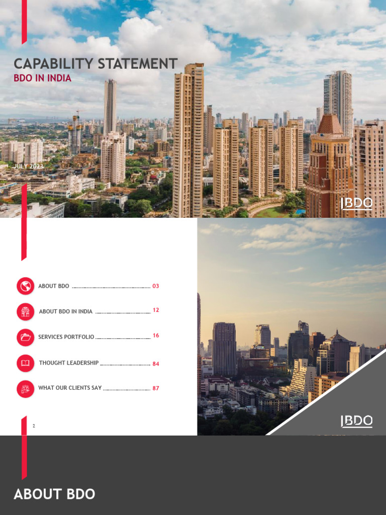 BDO India Capability Overview 2023 | PDF | Audit | Taxes