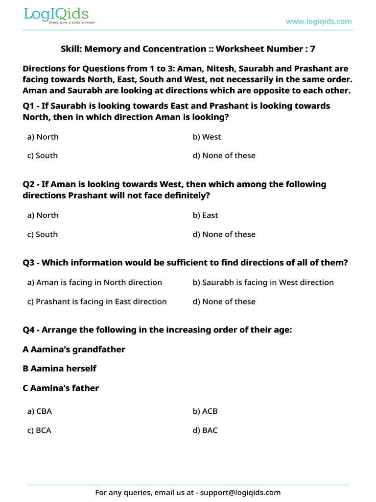 Direction and Logic Worksheet 7 | PDF | Elementary Geometry | Euclidean ...