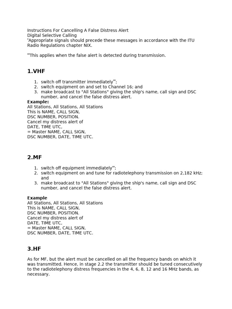 Canceling False Distress Alerts Guide | PDF | Broadcasting ...