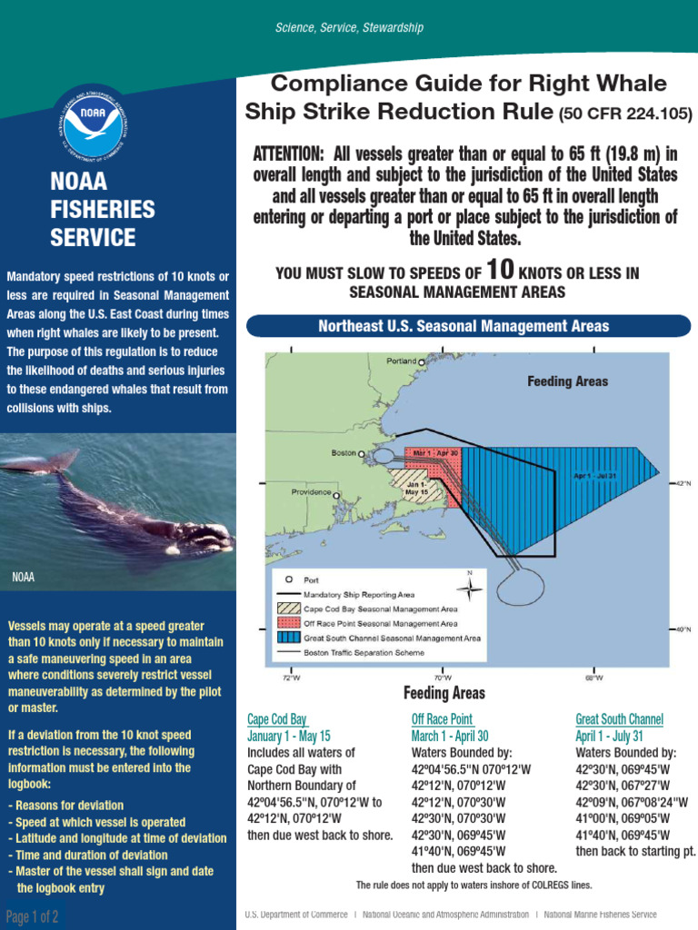 Right Whale Speed Restrictions Guide | PDF