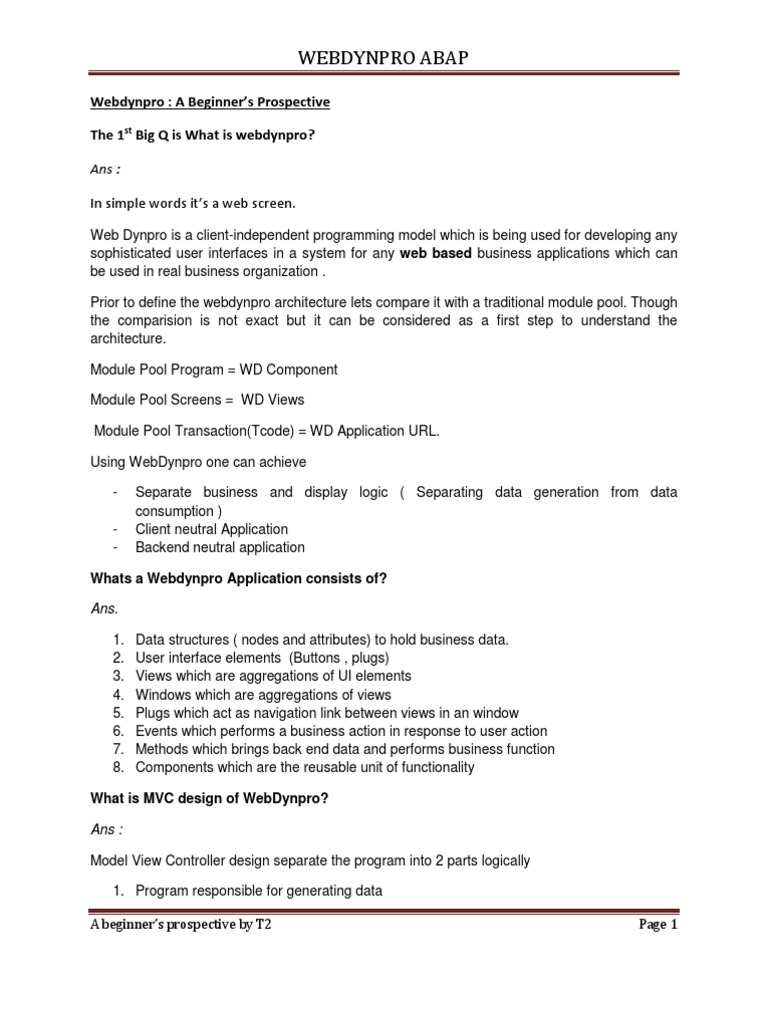Webdynpro | PDF | Model–View–Controller | User Interface