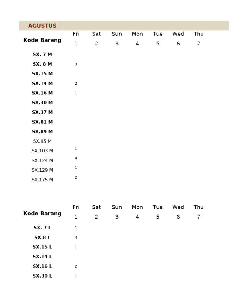 Format Absensi Excel Sample | PDF