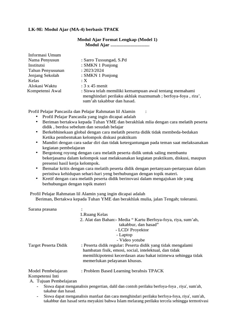 Modul Ajar DBL | PDF