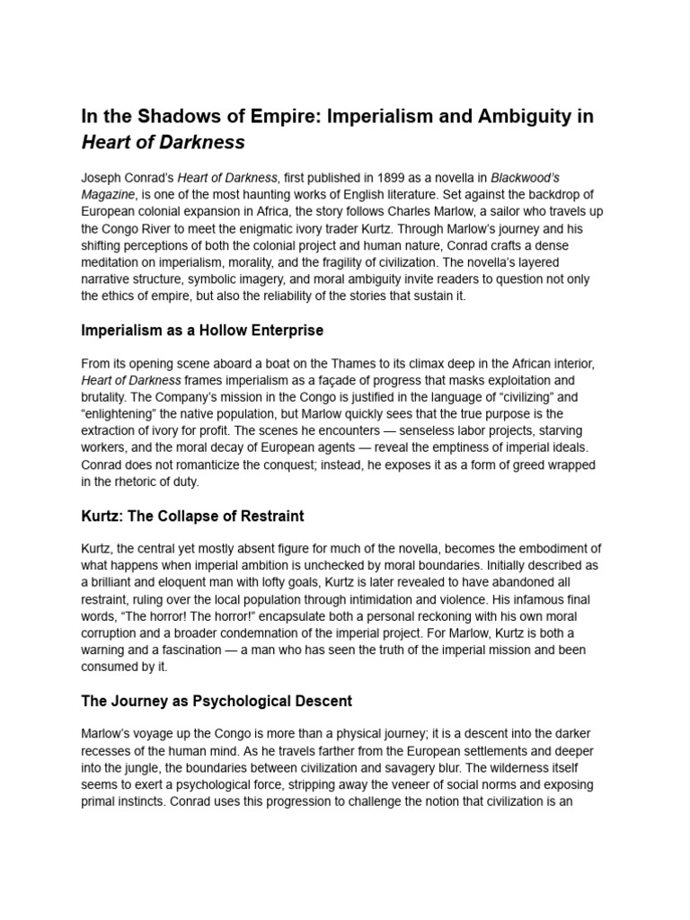 Paper 3 Heart of Darkness | PDF | Heart Of Darkness | Kurtz (Heart Of ...
