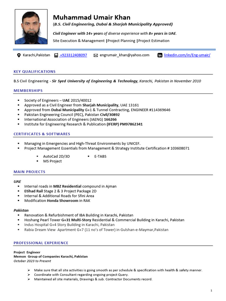 M.umair Khan (Civil Engineer) | PDF | Engineering