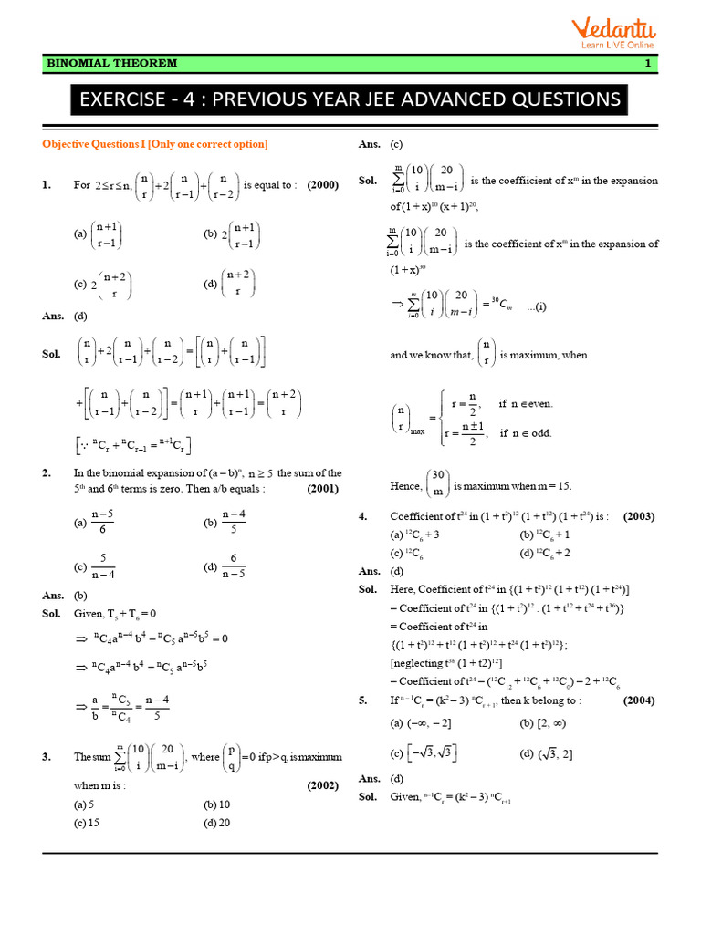 Binomial Theorem EX-4 | PDF | Mathematical Objects | Chess Theory