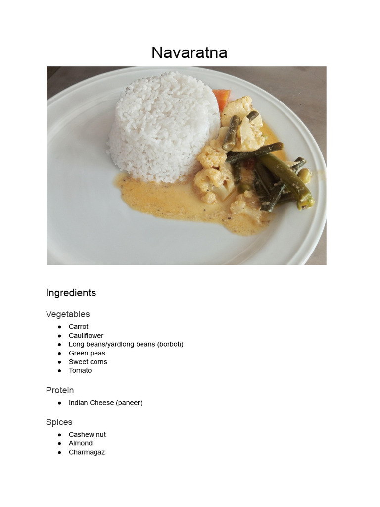 Navaratna Recipe | PDF
