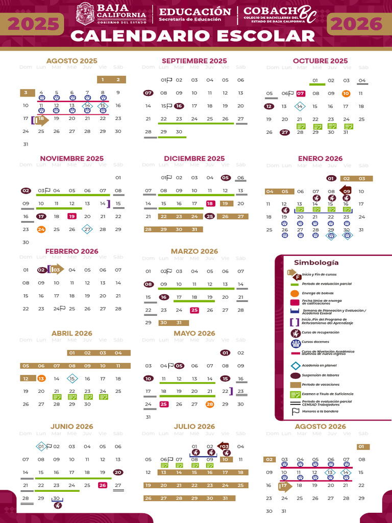 Calendario Cobach 2025 2026 | PDF