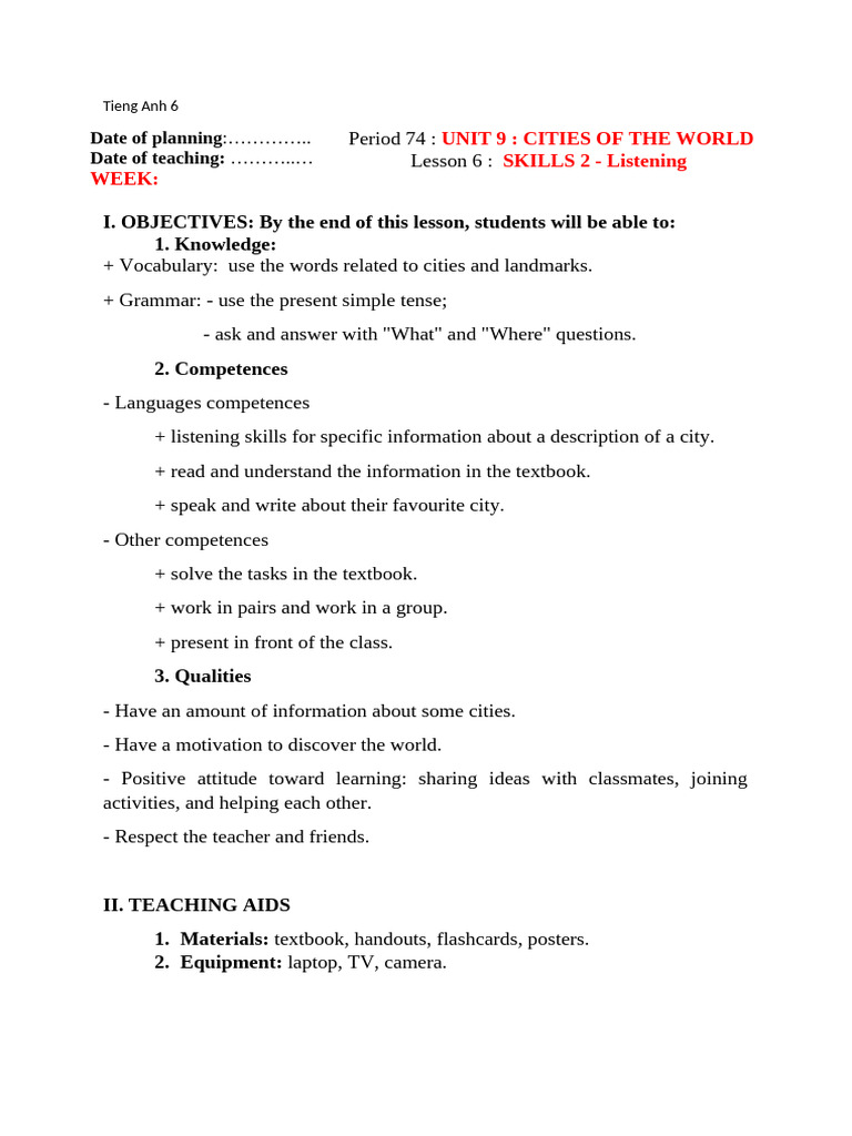 DauThiDiemQuynh Unit9 Skills1 LessonPlan | PDF | Cognition | Human Communication