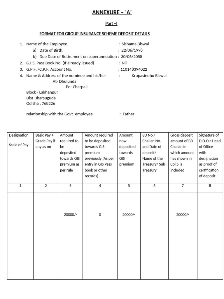 Sumit Annexure A-1 - Blank | PDF