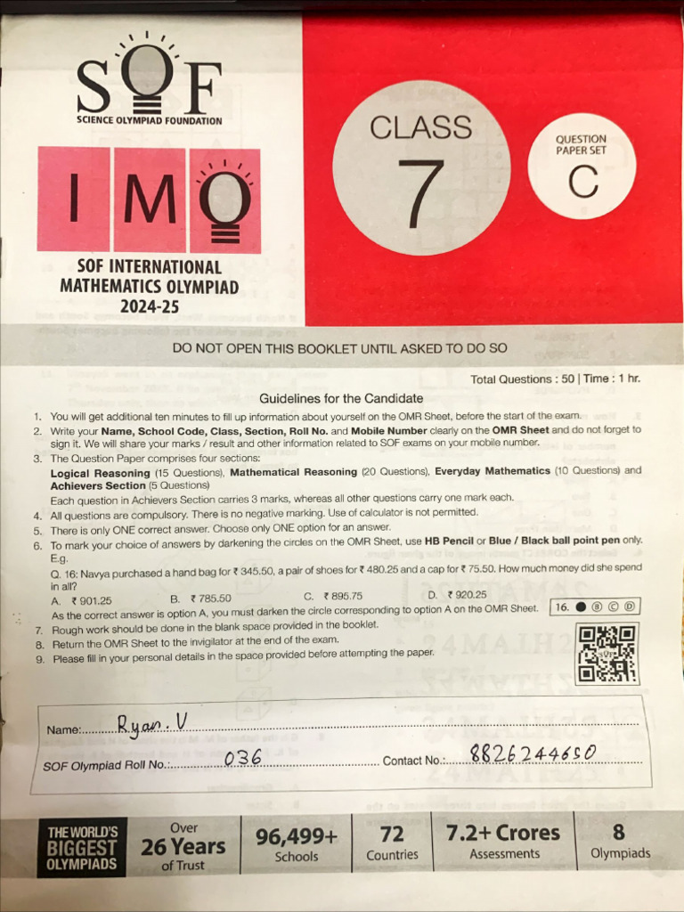 Grade 7 - IMO Mathematics | PDF