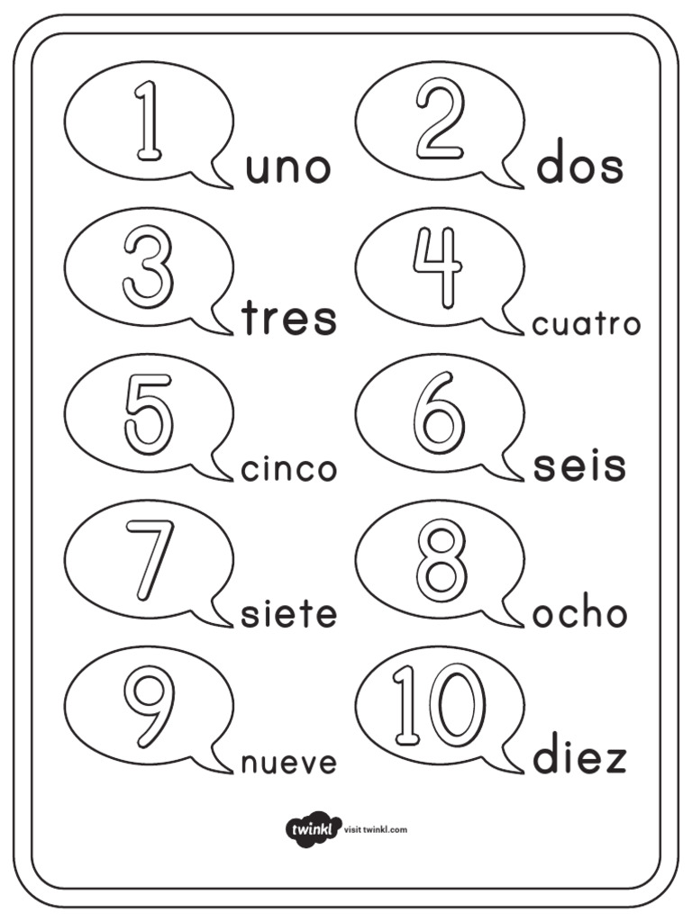Black and White Spanish Numbers 1-10 Posters | PDF