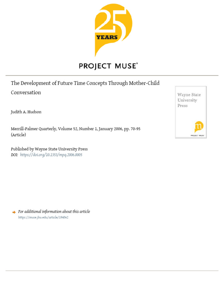 Hudson - The Development of Future Time Concepts Through Mother-Child ...