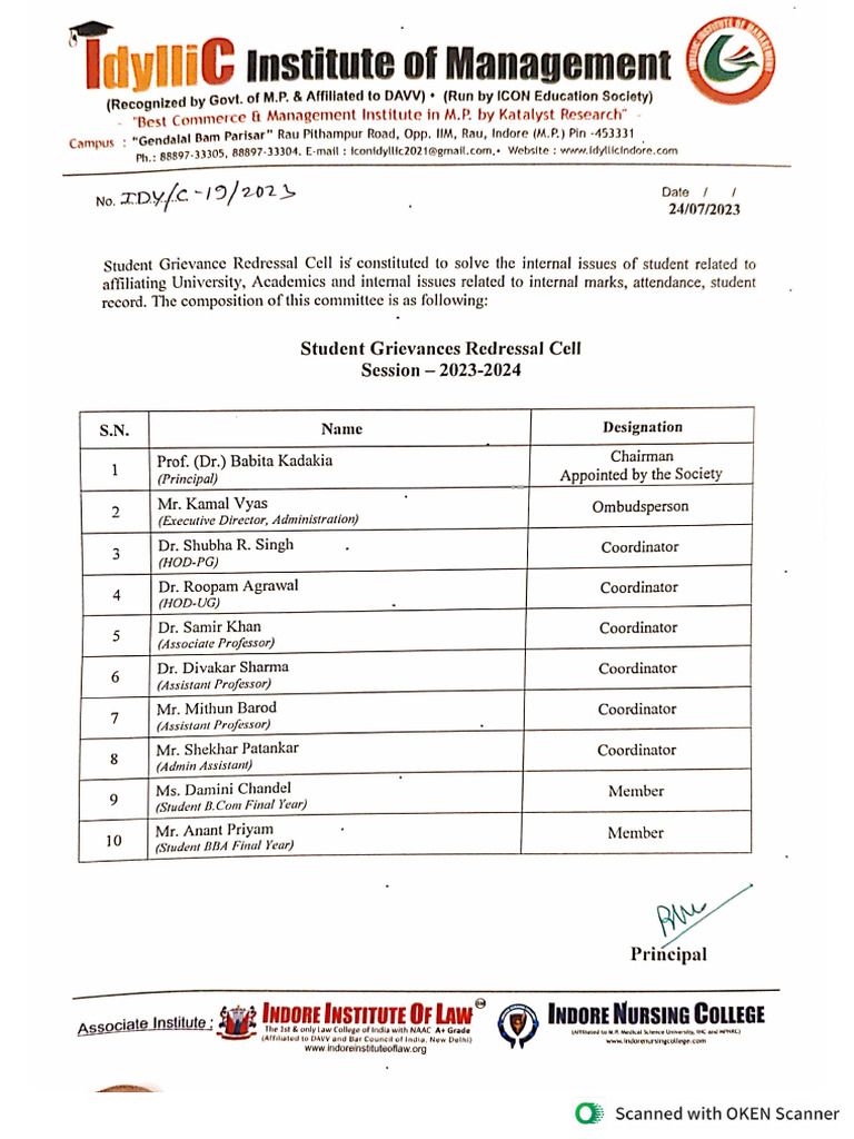 Student Grievances Redressal Cell | PDF