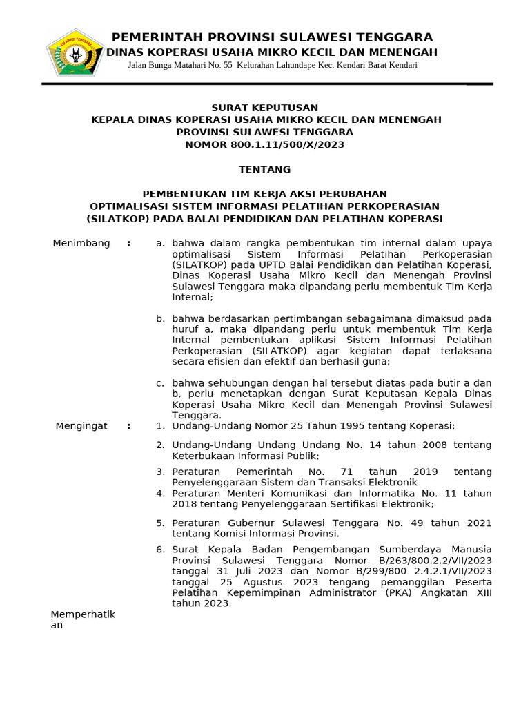 CONTOH SK Tim Kerja | PDF