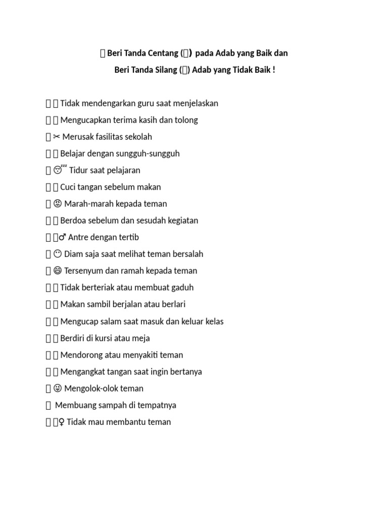 ? Beri Tanda Centang Adab[1] (AutoRecovered) | PDF