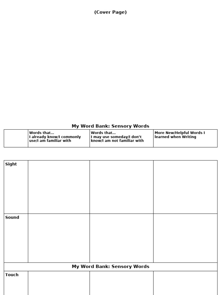 Word Bank - Sensory Words | PDF