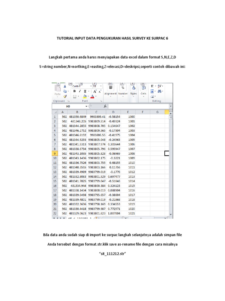 Input Data Survey Surpac 6 | PDF