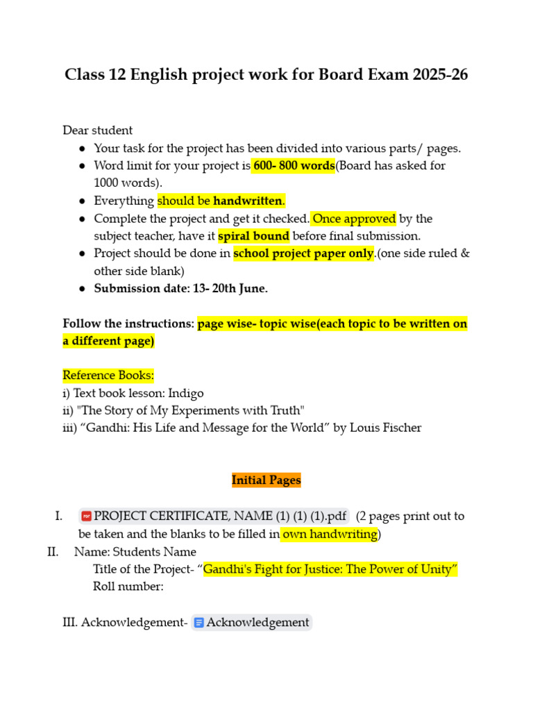 FINAL - Class 12 Project Work - 25-26 | PDF | Mahatma Gandhi | Nonviolence