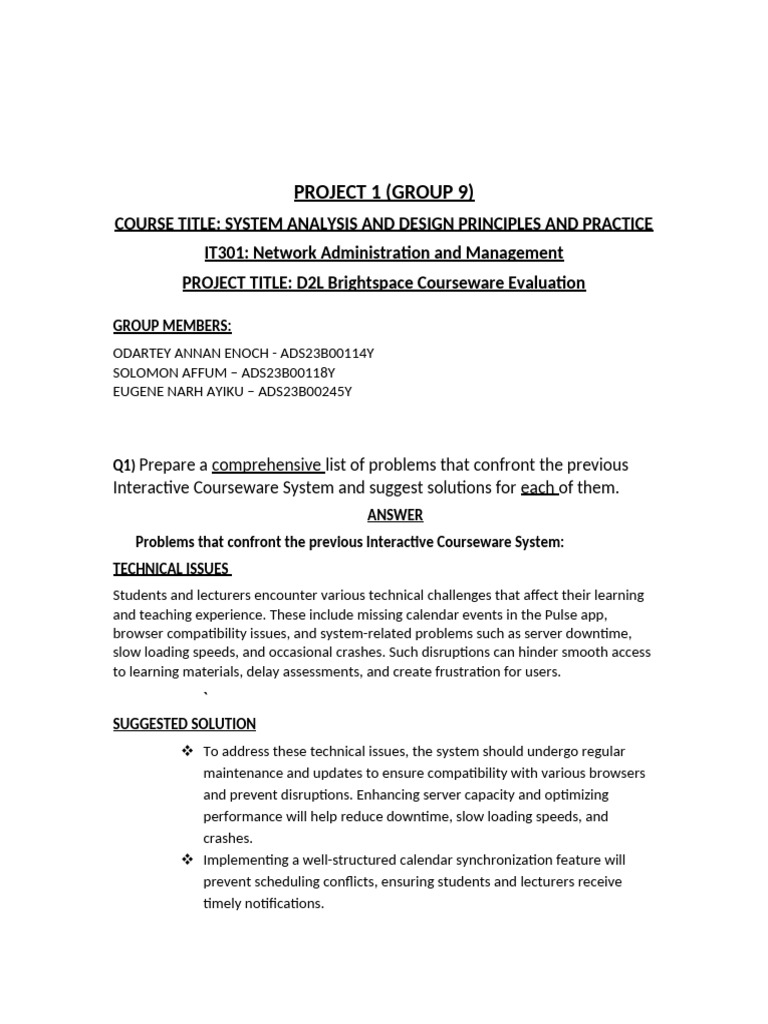 GROUP 9 Brightspace Courseware Project | PDF | Usability | Cloud Computing