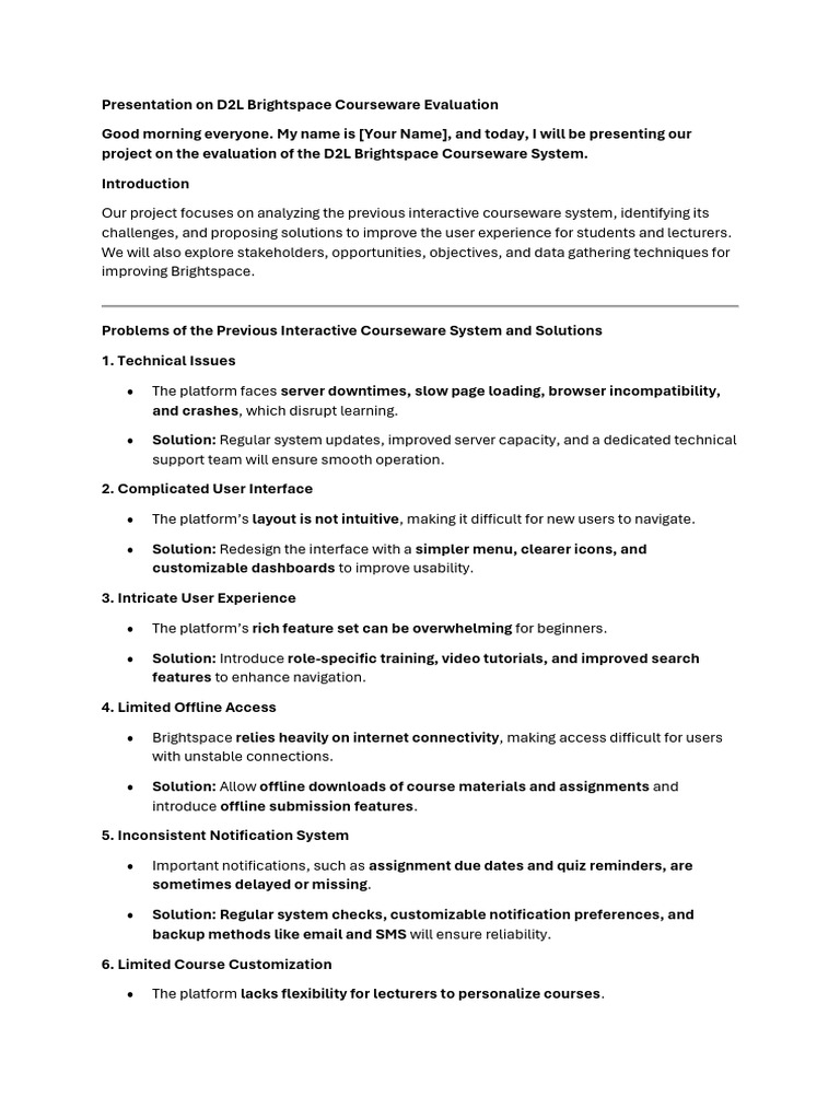 D2L Brightspace Courseware Evaluation Insights | PDF | Usability ...