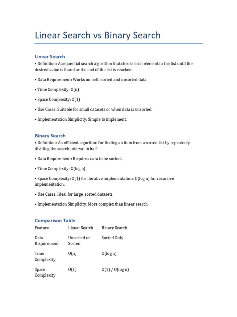 Linear Vs Binary Search | PDF