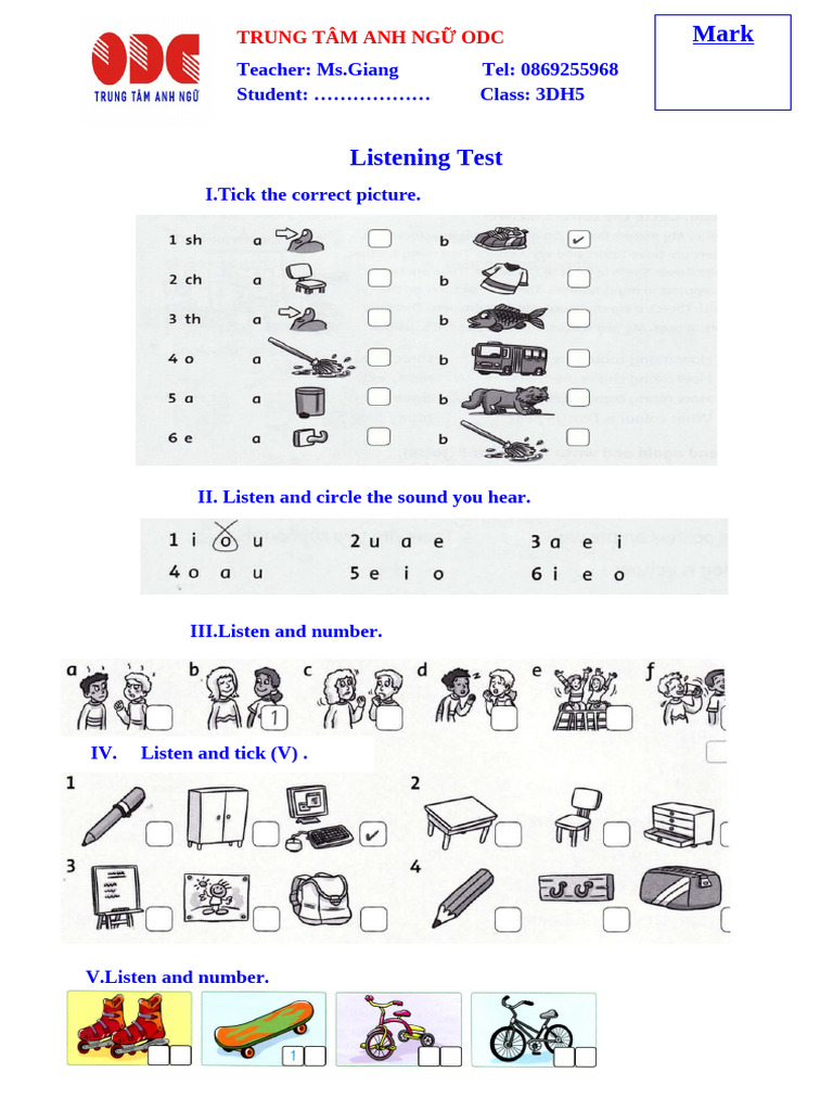 Listening Test for Class 3DH5 | PDF
