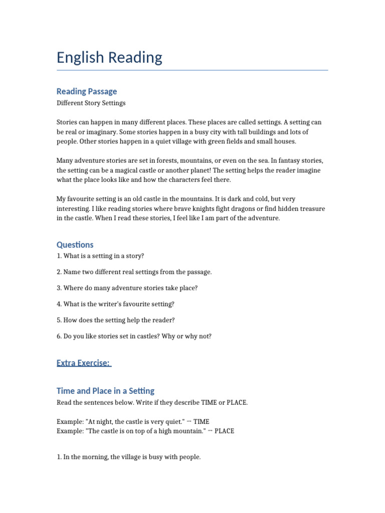 Understanding Story Settings in Literature | PDF