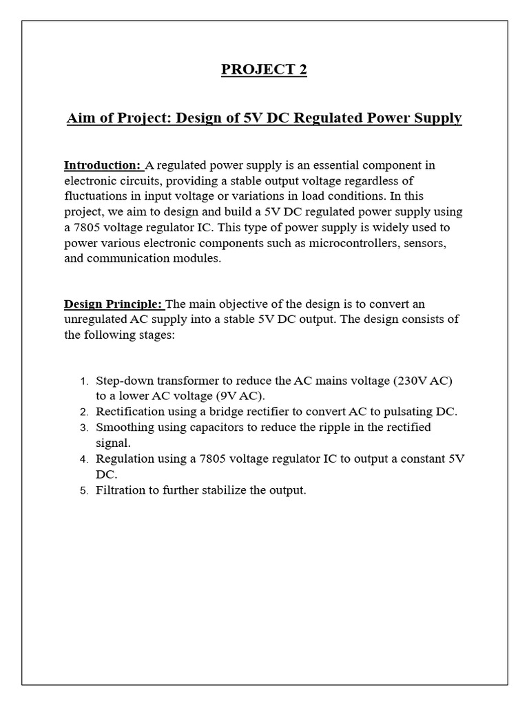 5V DC Power Supply Design | PDF | Rectifier | Power Supply