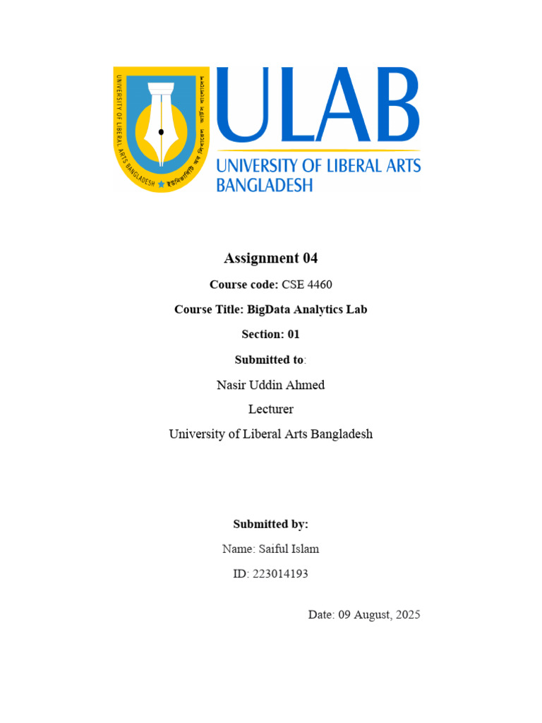 Assignment 04 - Saiful Islam | PDF | Apache Hadoop | Map Reduce