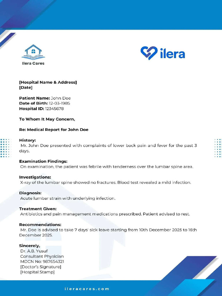 Medical Report Sample Nigeria | PDF