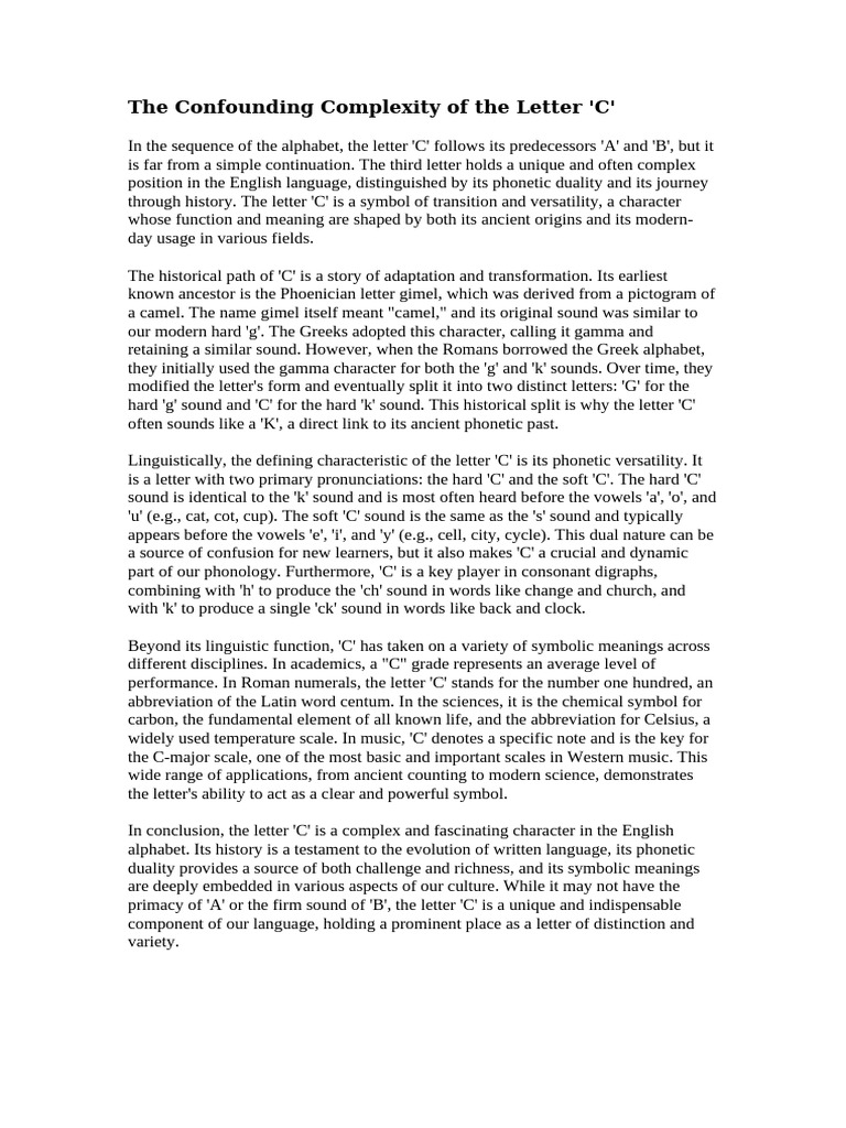 The Complexity of the Letter 'C' | PDF | Alphabet | Word