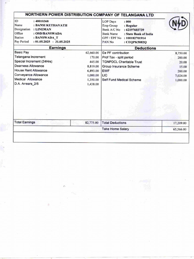Pay Slips Bansi | PDF