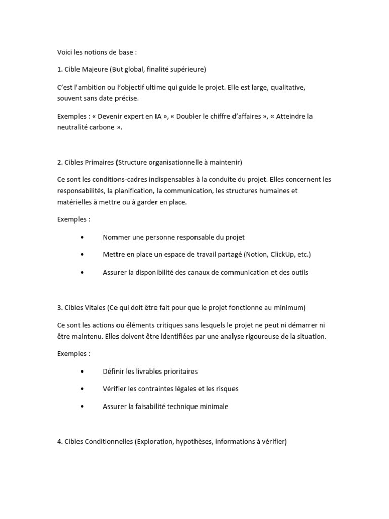 Types de cibles en gestion de projet | PDF | Gestion de projet ...