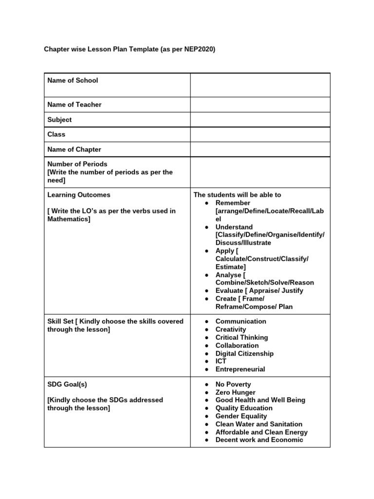 NEP 2020 Lesson Plan Template | PDF | Intelligence | Human Communication
