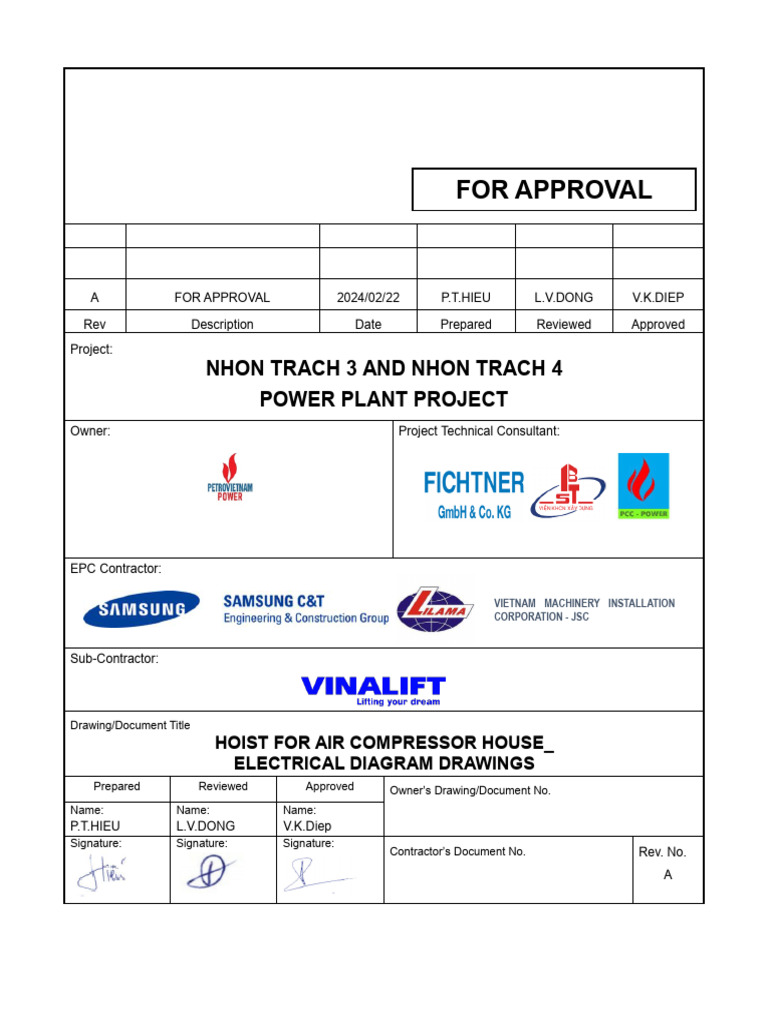 NT34-LM14-00SMA10-E07-0104 - Hoist For Air Compressor House - Electrical Diagram Drawings - REVA ...