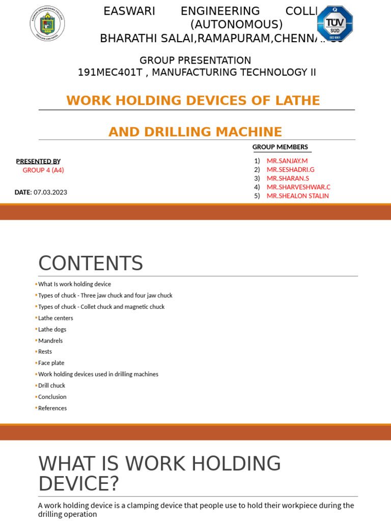 Work Holding Devices in Machining | PDF | Rotating Machines ...