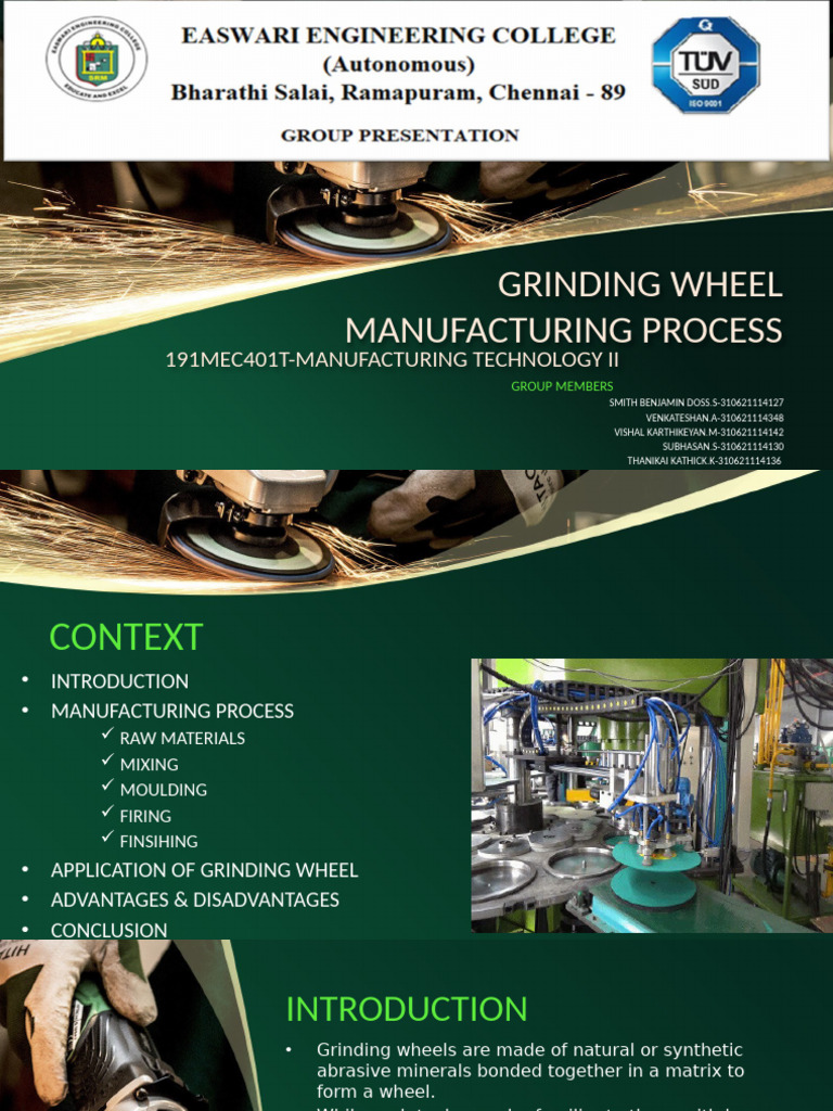 Grinding Wheel Manufacturing Process | PDF | Grinding (Abrasive Cutting ...