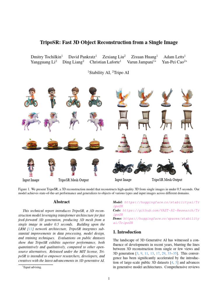 TripoSR: Fast 3D Reconstruction Model | PDF | 3 D Computer Graphics ...