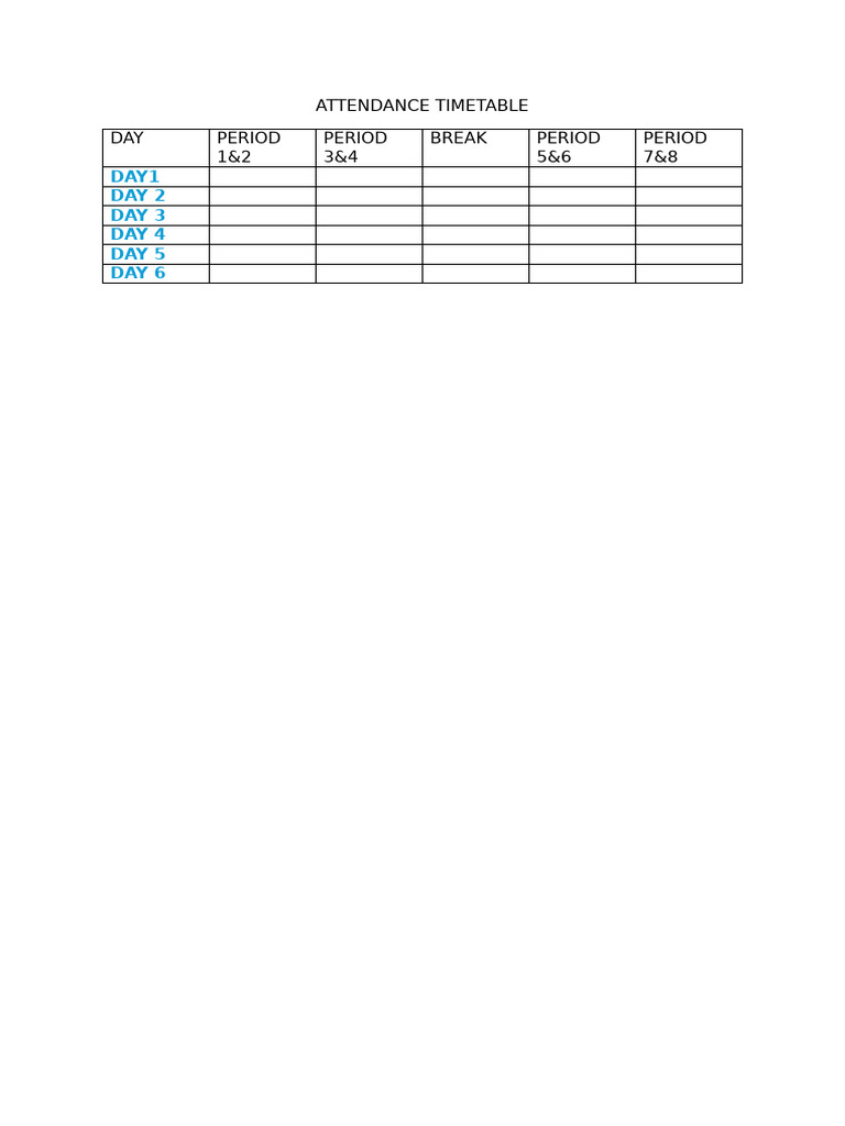 Attendance Timetable | PDF
