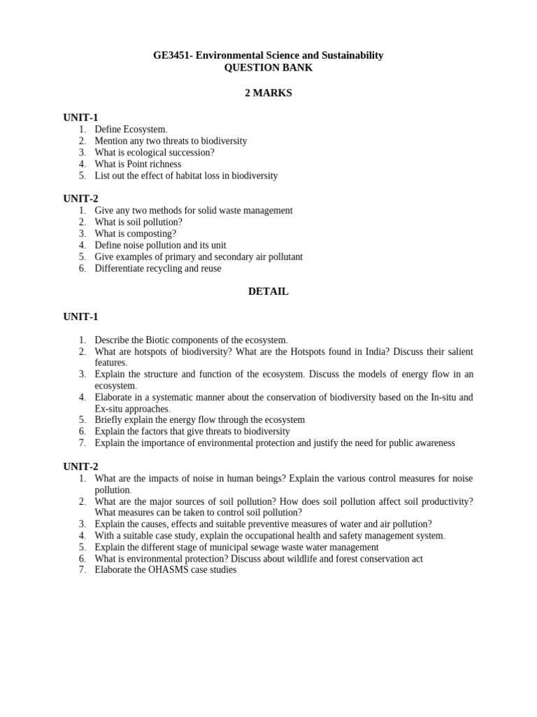 Ge3451 Question Bank Unit 1 and 2 | PDF