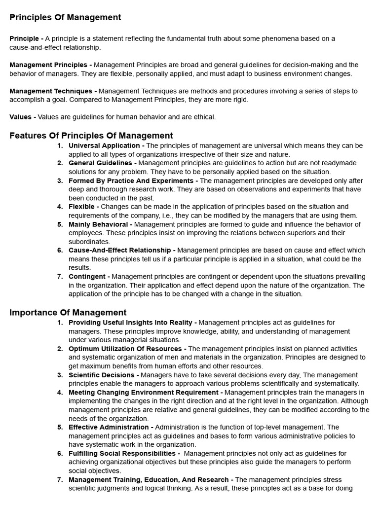 Key Principles of Management Explained | PDF | Employment | Business