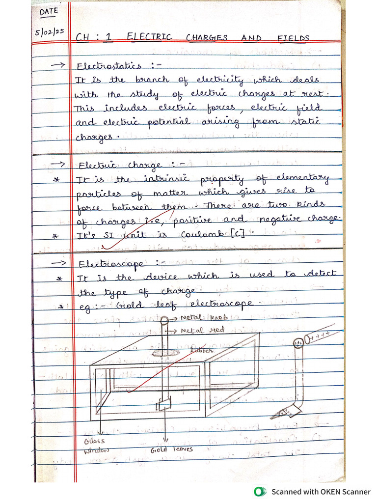 Electric Charges & Field Notes | PDF
