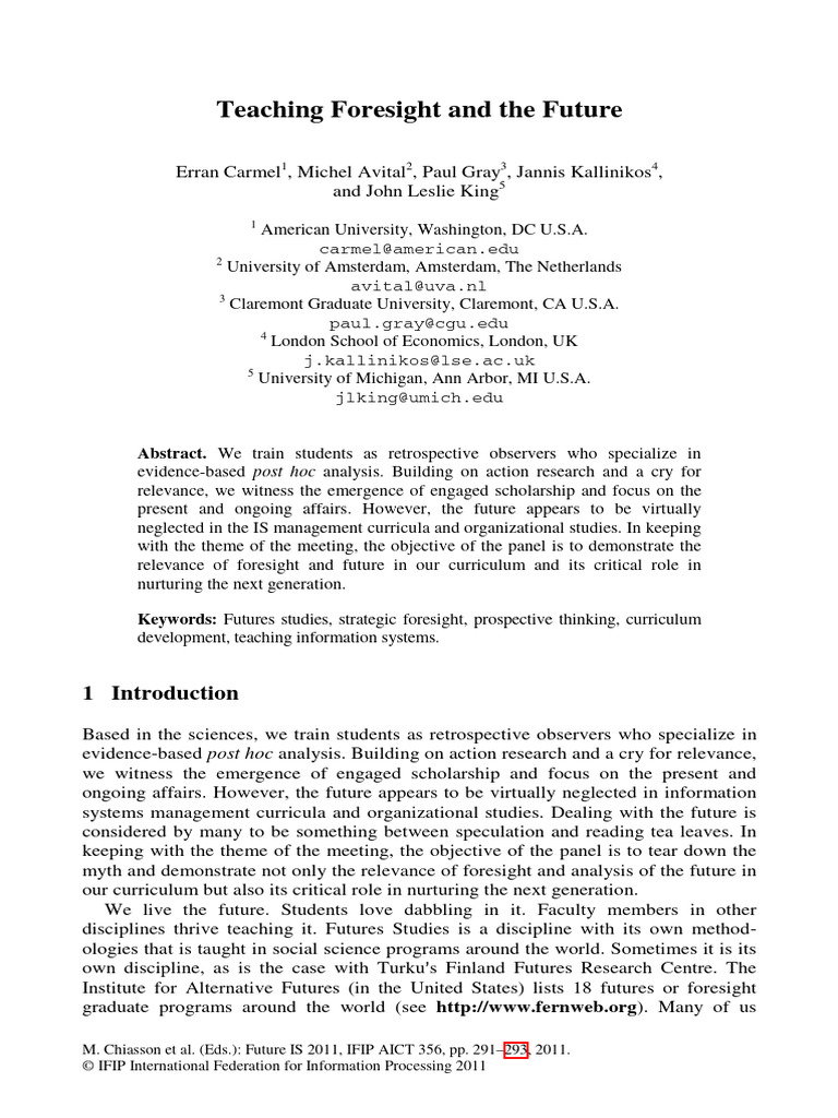 Foresight in Information Systems Curriculum | PDF | Curriculum | Science