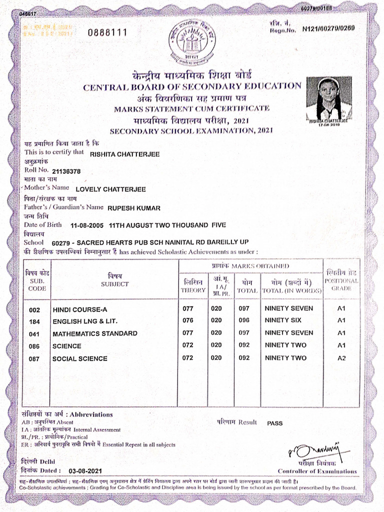 Compressed Class 10 Marksheet | PDF