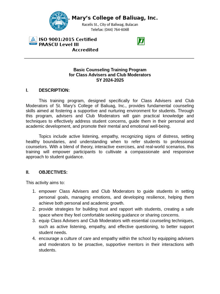 Basic Counseling Training for Advisers | PDF | Empathy | Social Psychology