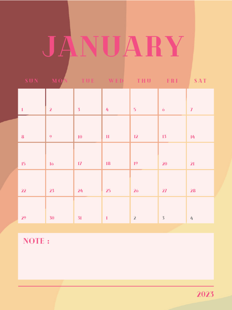 Pink and Cream Modern Minimalist Calendar 2023 Planner | PDF