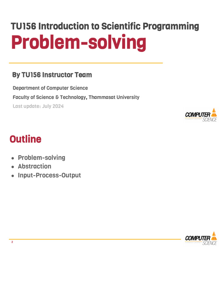 TU156 Topic3 ProblemSolving | PDF | Abstraction (Computer Science) | Computer Programming