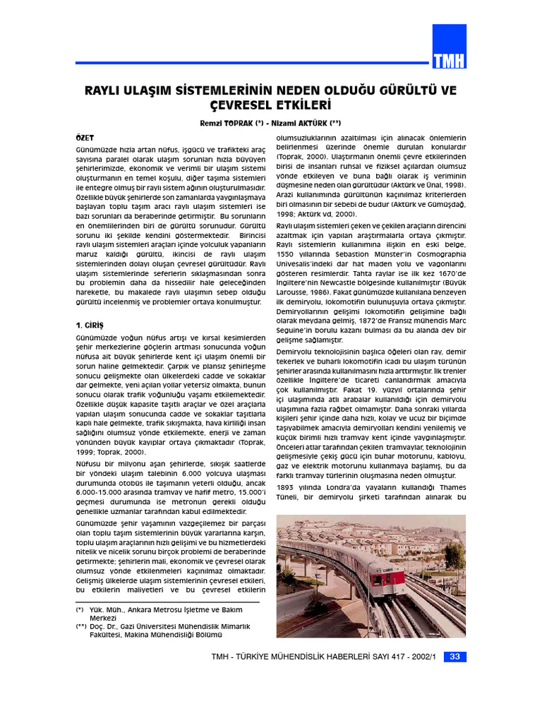 1663, Rayli Ulasim Sistemlerinin Neden Oldugu Gurultu Ve Cevresel ...