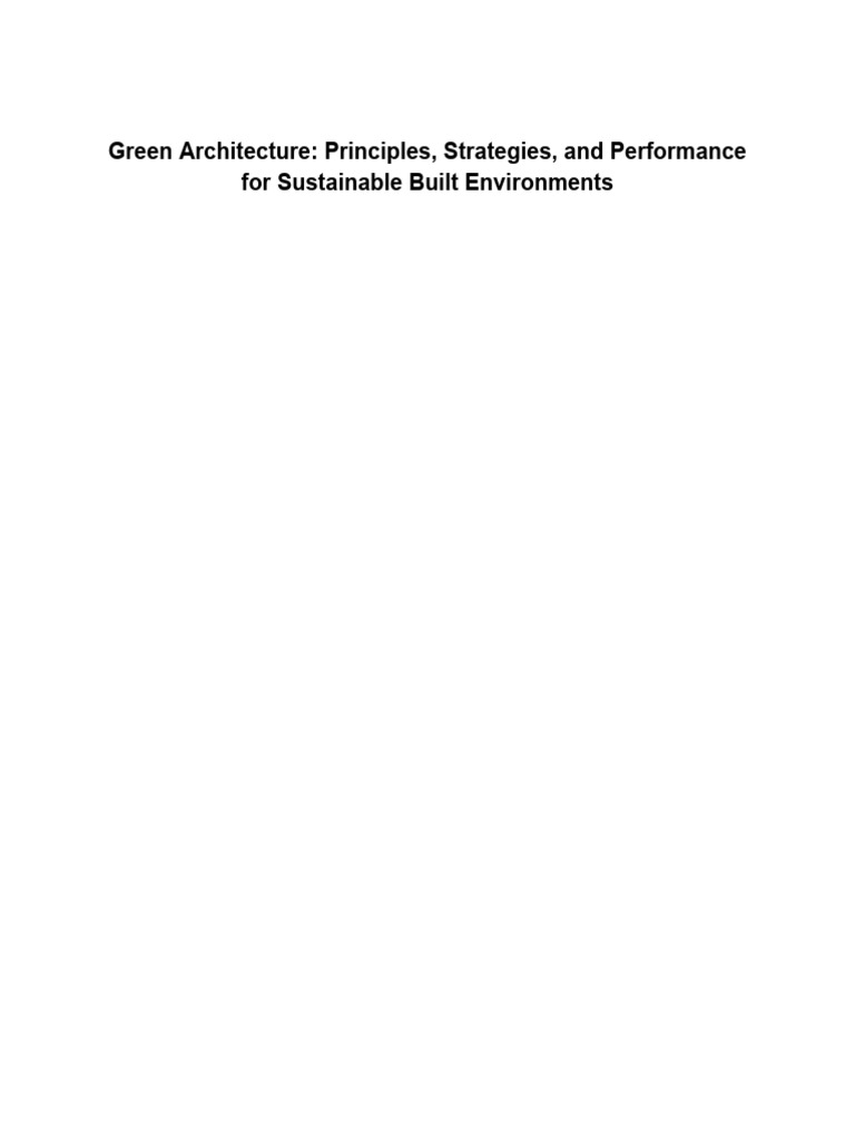 Green Architecture Principles and Strategies | PDF | Sustainable ...